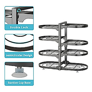 Wisdom Star 8 Tier Pots and Pans Lid Organizer Rack Holder, Adjustable Pot Organizer Rack for Under Cabinet, Pot Rack for Kitchen Organization and Storage, Black