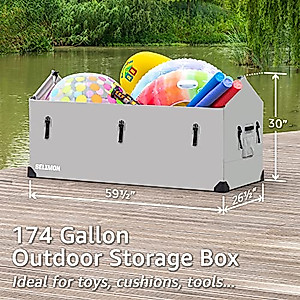 SELIMON 174 US Gallon Outdoor Storage Box Waterproof Soft Shell Tarpaulin Deck Box for Patio Furniture Outdoor Cushions, Throw Pillows, Garden Tools and Pool Toys