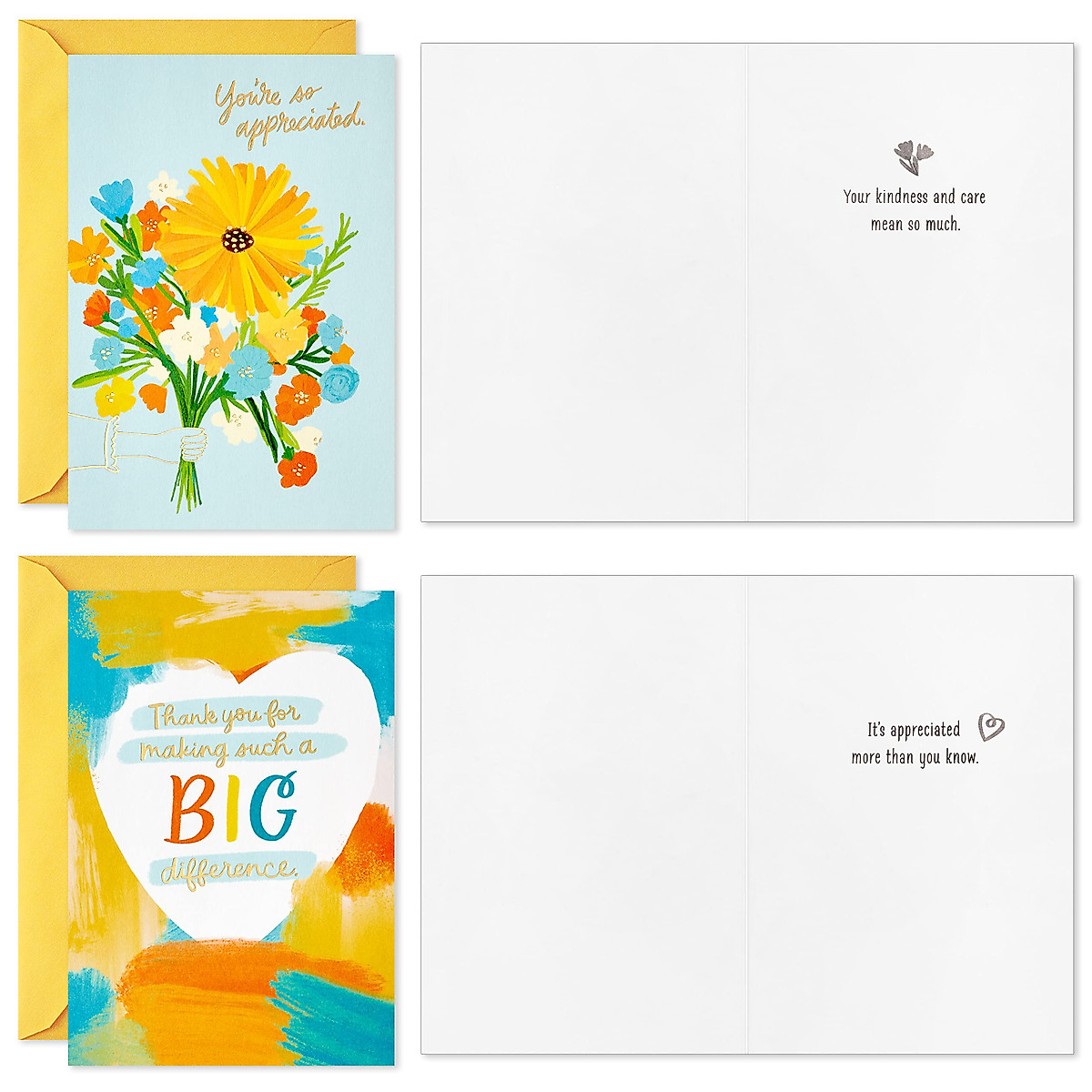Hallmark Thank You Cards Assortment, Every Shade of Grateful (16 Thank You Notes with Envelopes) for Teacher Appreciation, Caregivers, Graduation