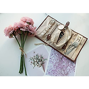 INGEAR Jewelry Organizer Roll Bag for Women Girls Jewelry Box Organizer Bracelet Holder Earring Holder Organizer Jewelry Travel Organizer Clutch Purses for Women (Brown)