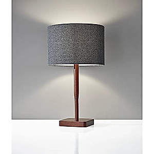 Adesso 4092-15 Ellis Table Lamp, 21 in., 60W Incandescent/13W CFL, Walnut Rubber Wood, 1 Wooden Lamp