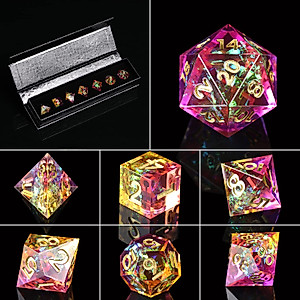DND Dice Set 7Pcs Polyhedral Sharp Edges Dice for D&D Dungeons and Dragons RPG Player(Rose Citrine)…