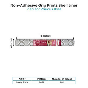 Con-Tact Brand Grip Prints Durable Adhesive Non-Slip Shelf and Drawer Liner, 18" x 4', Savoy Stone