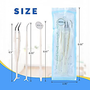 JMU 20 Pack Disposable Dental Examination Kit, 3Pcs Basic Instruments Set, Sterile Packaging, Dental Mirror Explorer Probe Plier, Oral Cleaning Hygiene Kit Dentist Tools