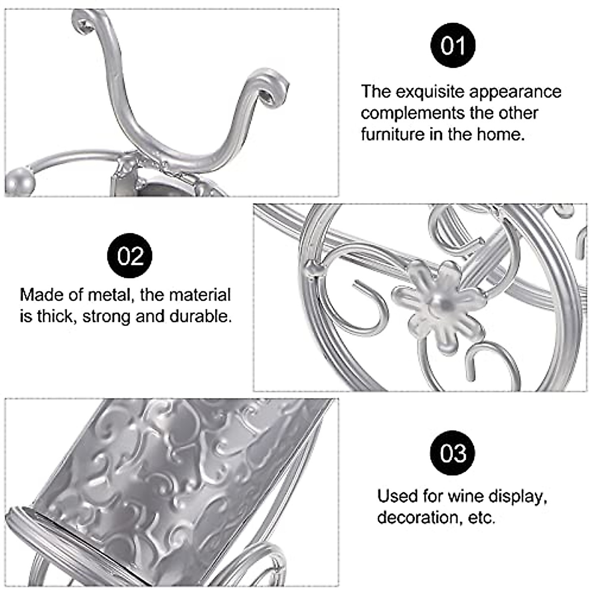 DOITOOL Motorcycle Wine Holder Metal Bike Sculpture Wine Bottle Rack Holder Tricycle Wine Glass Metal Rack Countertop Wine Bottles Holder Display Stand Silver Single Bottle Wine Holder