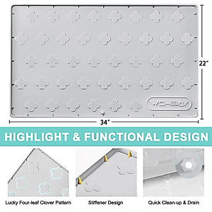 Under Sink Mats for Kitchen Waterproof,34" X 22" Silicone Under Sink Mat for Bottom of Kitchen Sink,Under Sink Drip Tray Liner for Kitchen Bathroom Cabinets Hold Up to 3.3 Callons Liquid - Light Grey