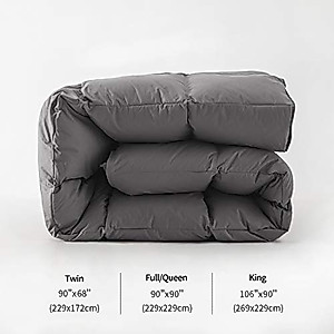 ENMUJOY Goose Down Comforter Twin Size Duvet Fluffy All Season Bedding Medium Warmth Soft 100% Organic Cotton Cover 8 Corner Tabs 33 oz (Grey, Twin)