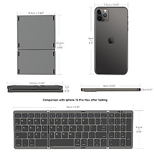 Portable Keyboard for Laptop with Numeric Keypad Foldable Keyboard Bluetooth for Laptop,Rechargeable full Laptop Keyboard Travel Keyboard for Laptop,Tablet,iPad,Phones etc,Up to 90 Days(Gray)