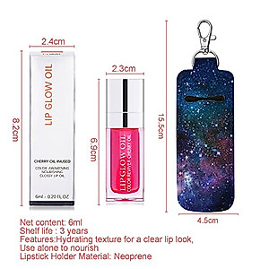 Amazfly Hydrating Lip Oil, Plumping Lip Gloss Tinted Lip Balm Lip Care Transparent Toot Lip Oil, Long Lasting Nourishing Lip Glow Oil Non-sticky Big Brush Head Glitter Shine Primer Lip Tint (015 #