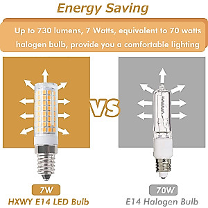 E14 LED Bulb 7W 120V European Light Bulbs Equivalent 75W Incandescent Bulb, Dimmable E14 Base for Cooker Hood Bulbs Turkish lamp Bulb, E14 Socket Light Bulb Warm White 3000K (2 Pack)