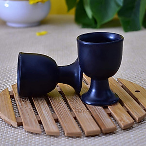 Soft Boiled Egg Holder | Ceramic Egg Cup Set | Ceramic Egg Holder Pottery Housewarming Gift set of 4 (Green Mat)