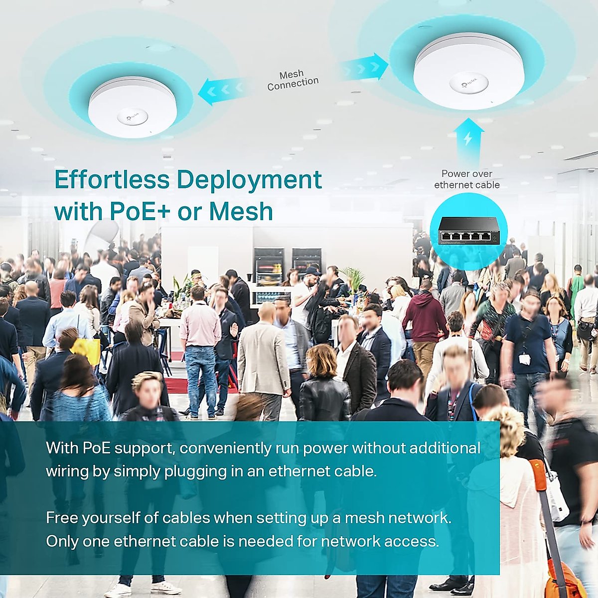 TP-Link EAP610 Ultra-Slim Wireless Access Point for Business | Omada True Wi-Fi 6 AX1800 | DC Adapter Included | Mesh, Seamless Roaming, WPA3, MU-MIMO | Remote & App Control | PoE+ Powered