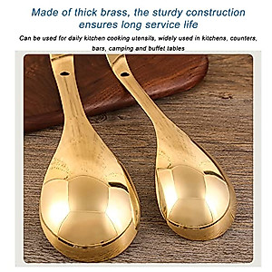 Serving Spoon, Brass Material Glossy Comfortable Grip Thickened Mirror Polished Finish Soup Ladle for Restaurant(Small)