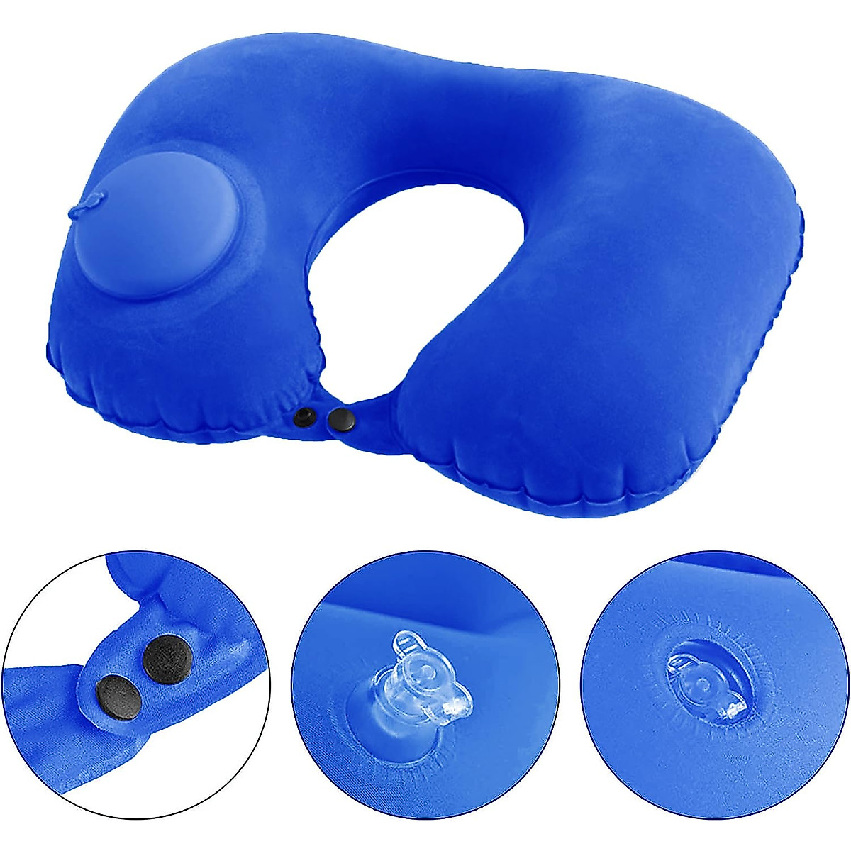 Dufominc Inflatable Travel Neck Pillow for Camping and Traveling Portable U-Shaped Pillow Suitable for Sleep Rest Car Office and Outdoor - Navy Blue