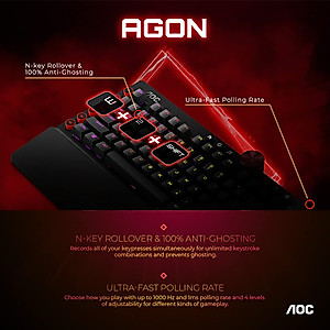Agon Tournament-Grade RGB Gaming USB 2.0 Type-A Mechanical Keyboard, Cherry MX Blue Switches, NKRO, Dedicated Macro & Multimedia Buttons, Light FX Sync, G-Tools Software (AGK700)