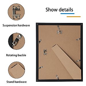 DUENPY 11x14 Collage Picture Frame, 4x6 Collage Picture Frame，Displays Five 4x6 inch Photos, or 11x14 (Without Mat) Available for Horizontal and Vertical Display，Black.