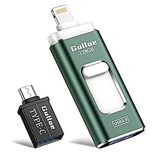 Flash Drive for iPhone 128GB, Gulloe USB Memory Stick Photo Stick External Storage Thumb Drive for iPhone iPad Android Computer (Light Green)