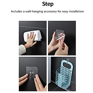 SUTENI Collapsible Laundry Basket Hanging Laundry Basket with Handle Storage Basket Plastic Dirty Laundry Basket for Organizing Home, Clothes, Towels,College Dorm (White)