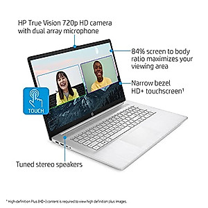 HP 17.3" HD Touchscreen Business Laptop, AMD Ryzen 5-5500U, Windows 11 Pro, 16GB RAM, 512GB SSD+1TB HDD, Numeric Keypad, HDMI, Wi-Fi, Bluetooth, Webcam, 32GB Durlyfish USB Card