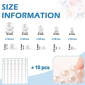 Outus Hair Pearl Stickers on Face Self-Adhesive Hair Gems Accessories Pearls Sticker Sheets for Wedding Bride Crafts Flat Back Pearl Assorted Size, 700 Pieces