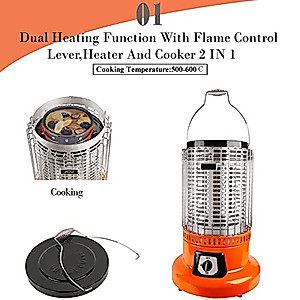 Portable Gas Heater for Outdoor Camping, Table Top Propane Heater with Hypoxia Protection, 8kw Patio Heater for Garden/Balcony,Natural Gas