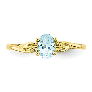 IceCarats 10K Yellow Gold Blue Aquamarine Ring Gemstone Band March Birthstone Jewelry Size 7.00