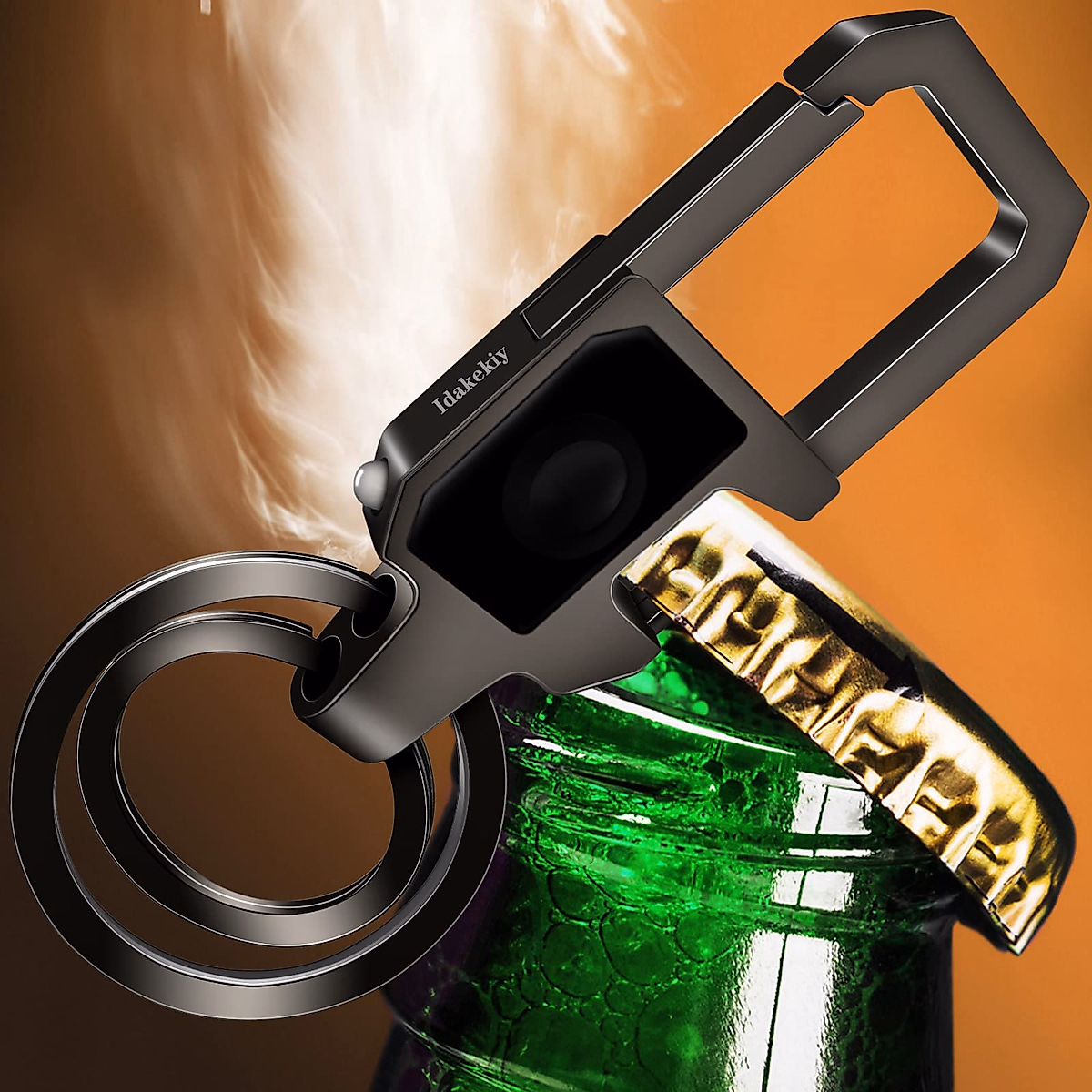 Idakekiy Key Chain LED Light and Bottle Opener with 2 Key Rings Car Key Chain for Men and Women