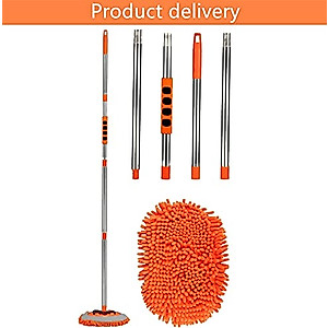 Car Wash Brush with Long Handle Microfiber 62" Brush Soft Mop Mitt Scratch-Free Kit Flexible Rotation Washing Paint Scratch Free Tool Supply Brush Extension Pole Flexible RVs Pickups Buses