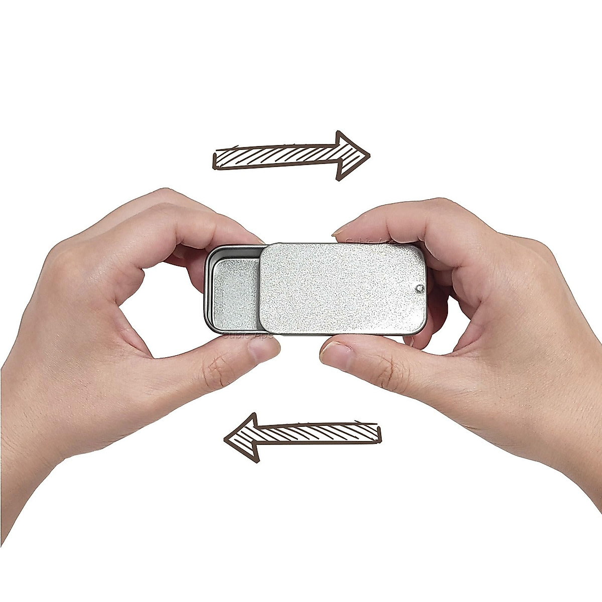 Cubic Ape Slide Top Tin Containers for Lip Balm, Solid Perfume (0.5 oz, 16-Pack, w/Labels) - (Small) Empty Cosmetics Metal Boxes with Sliding Lids (Frosted Silver)