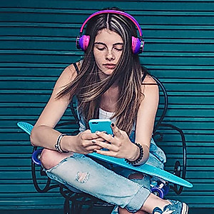 ELECDER i39 Headphones with Microphone Foldable Lightweight Adjustable On Ear Headsets with 3.5mm Jack for Cellphones Computer MP3/4 Kindle School Purple/Pink