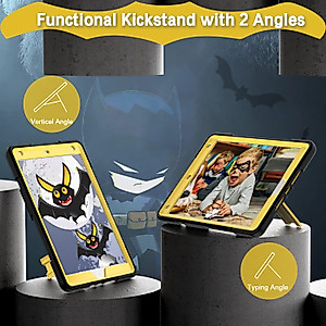 YIMIKOL Kids Case for iPad 9th Generation/iPad 8th Generation/iPad 7th Generation, iPad 10.2 inch Case 2021/2020/2019, Heavy Duty Shockproof Rugged Protective 10.2" Cover for Boys Girls (Black+Gold)