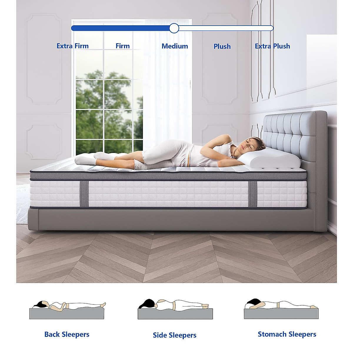 elitspace Full Size Mattress,10 Inch Full Mattress in a Box,Hybrid Memory Foam Full Size Mattresses,Medium Firm Soft and Comfort White Mattress,CertiPUR-US.