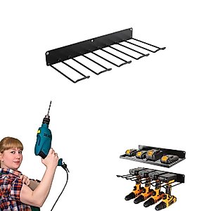 RJSQAQE Power Tool Organizer,Drill Holder Wall Mount,Garage Power Tool Storage Rack With Charging Station Heavy Duty Cordless Tool Organizer,Floating Tool Shelf for Work Shop, Garage