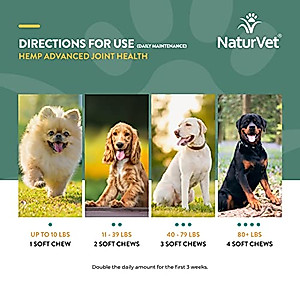NaturVet Hemp Advanced Joint Health Dog Supplement Soft Chews –Helps Support Joint Health in Dogs – Includes Hemp Seed, Collagen, Glucosamine, MSM, Chondroitin, Omegas – 120 Ct.
