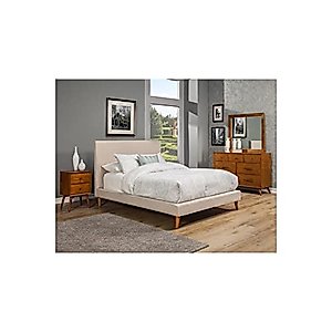 Benjara Benzara Wooden California King Size Platform Bed, Beige,