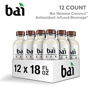 Bai Antioxidant Infused Water Beverage, Molokai Coconut, with Vitamin C and No Artificial Sweeteners, 18 Fluid Ounce Bottle, 12 Pack