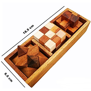 NUTTA - 3 in 1 Set Wooden Games Brain Teaser Wood Toy Desk Puzzle Coffee Table Decor Broad Game 3D Puzzles for Teens and Adults Fun Games Indoor Outdoor Camping Decorate Party Gift Christmas