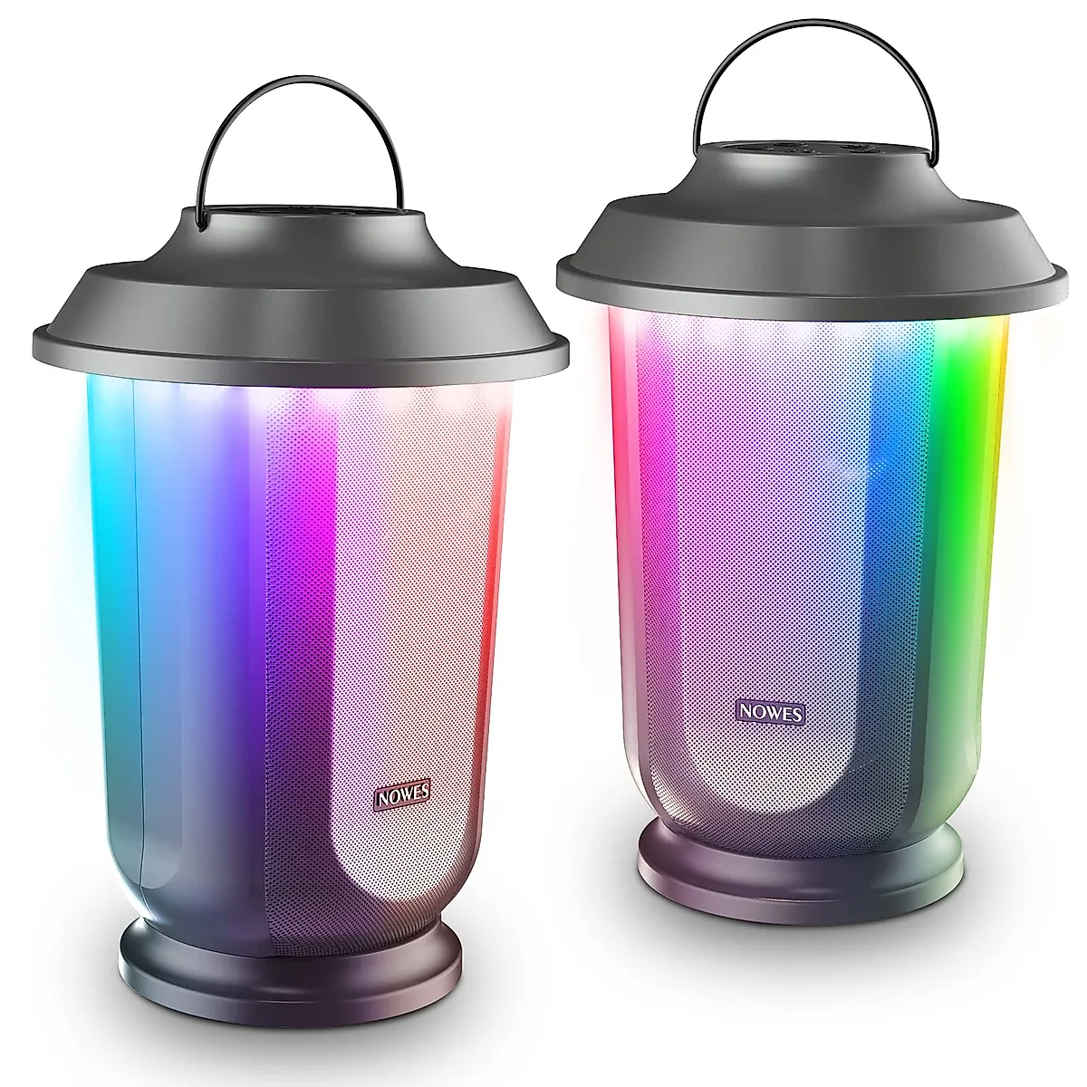 NOWES Outdoor Bluetooth Speaker, True Wireless Stereo, RGB LED Light, Portable, Waterproof, 25W, 15H Battery Life, 100M Range, 2 Pack