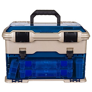 Flambeau Outdoors T5P Pro Multiloader Tackle Box, Fishing Organizer with Tuff Tainer Boxes, Zerust Anti-Corrosion Technology - Clear Blue/Gold