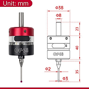 CNCTOPBAOS CF-38 3D Trigger Edge Finder to Find Machining Center,CNC Milling Machine 3d Touch Probe Three-Coordinate Waterproof Precision Probe Centring Rod Tool Setter with Tip