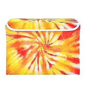 Krafig Abstract Colorful Tie Foldable Storage Box Large Cube Organizer Bins Containers Baskets with Lids Handles for Closet Organization, Shelves, Clothes, Toys