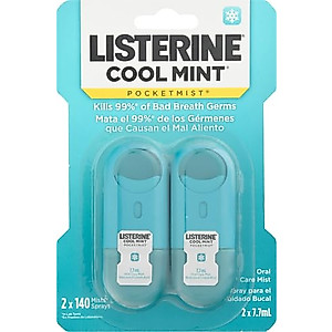 Listerine Pocketmist Cool Mint Oral Care Mist to Get Rid Of Bad Breath, 0.26 Fl Oz (Pack of 2)