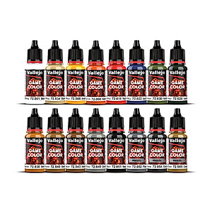 Vallejo Acrylicos Game Color Advanced Set, Model Color Paint Set, 1/2 Fl. Oz. Bottles, 16 Colors