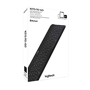 Logitech Keys-to-Go Super-Slim and Super-Light Bluetooth Keyboard for iPhone, iPad, Mac and Apple TV, Including iPad Air 5th Gen (2022) - Black