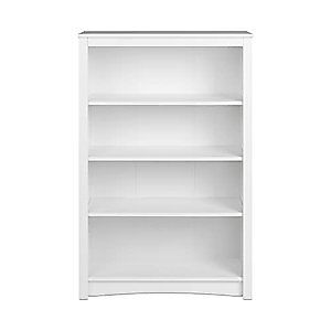 Prepac Sonoma 4-Tier Bookcase 48"H with 3 Adjustable Shelves, White Storage Cabinet, Modern Display Cabinet, Bookshelf with Storage Shelves for Home Office, Living Room, Bedroom Organizer