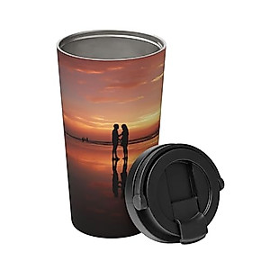 WANGXUEE Romantic Love Print 500ml Stainless Steel Travel Tumbler Double Wall Vacuum Insulated Coffee Mug