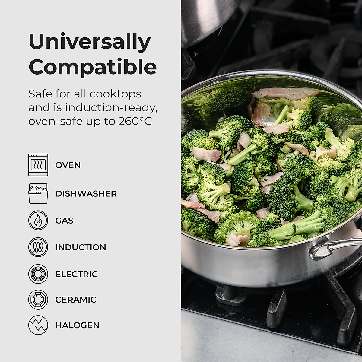 Black Cube Quick Release Cookware Sauté Pan with Lid, 9.5-Inch/3 Quart