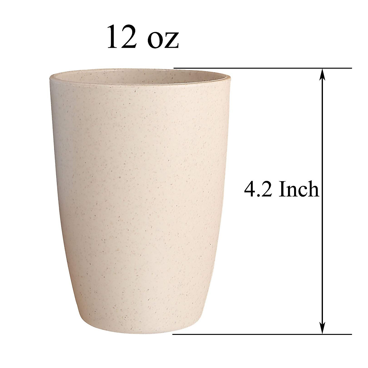 LuckyZone Wheat Straw Unbreakable Cup (12 oz) - Reusable Drinking Glasses Set of 5 - Dishwasher Safe - BPA Free & Eco-Friendly(Beige)