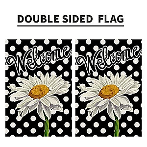 Welcome Daisy Garden Flag 12 x 18 Inch Double Sided Outside, Spring Summer Seasonal Holiday Yard Outdoor Decoration DF250