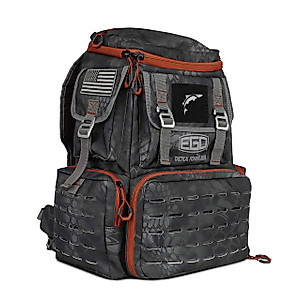 Ego Kryptek Tackle Box, Fishing Pack with 4 Accessory Trays, Water Resistant PVC, Multiple Storage Pockets, Tool Bag, G-Hook Closure System